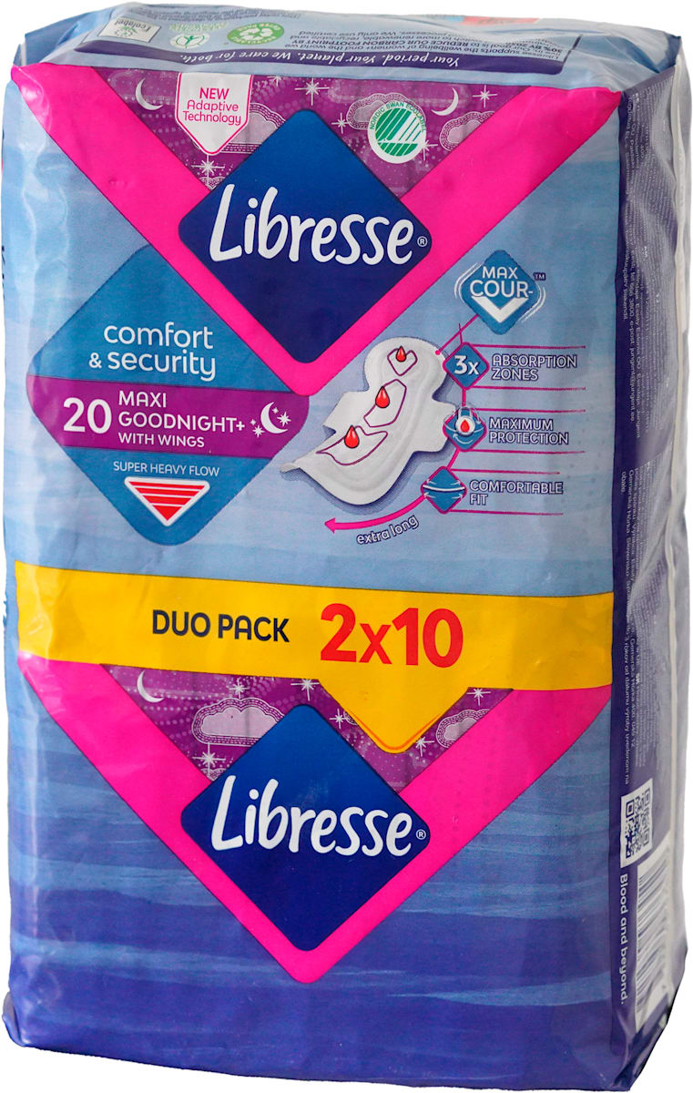 Libresse MAXI GOODNIGHT ciklusni ulošci sa krilcima, DUO PACK 2x10kom ...