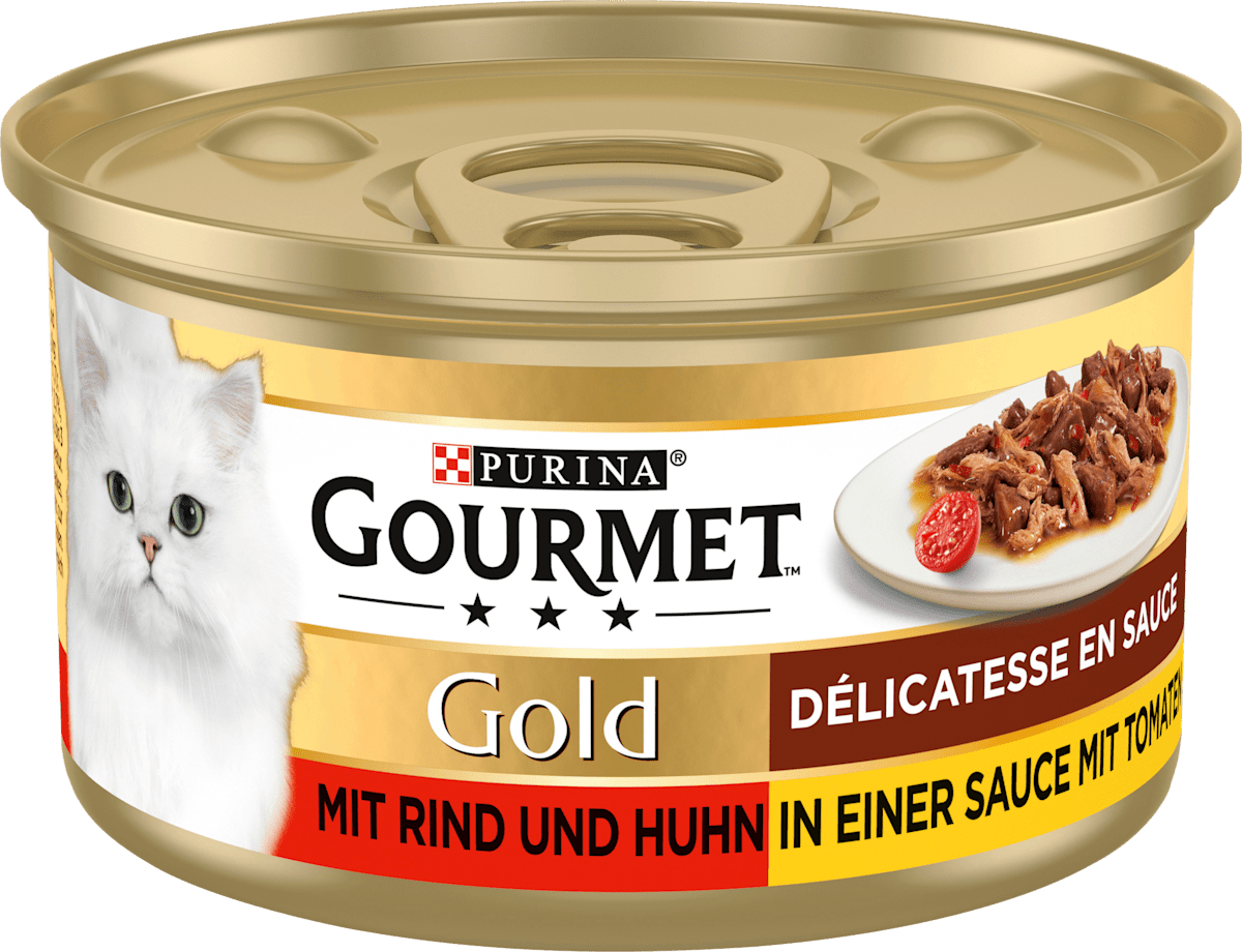 Purina Gourmet Nassfutter Katze Gold Delikatesse mit Rind & Huhn, 85 g ...
