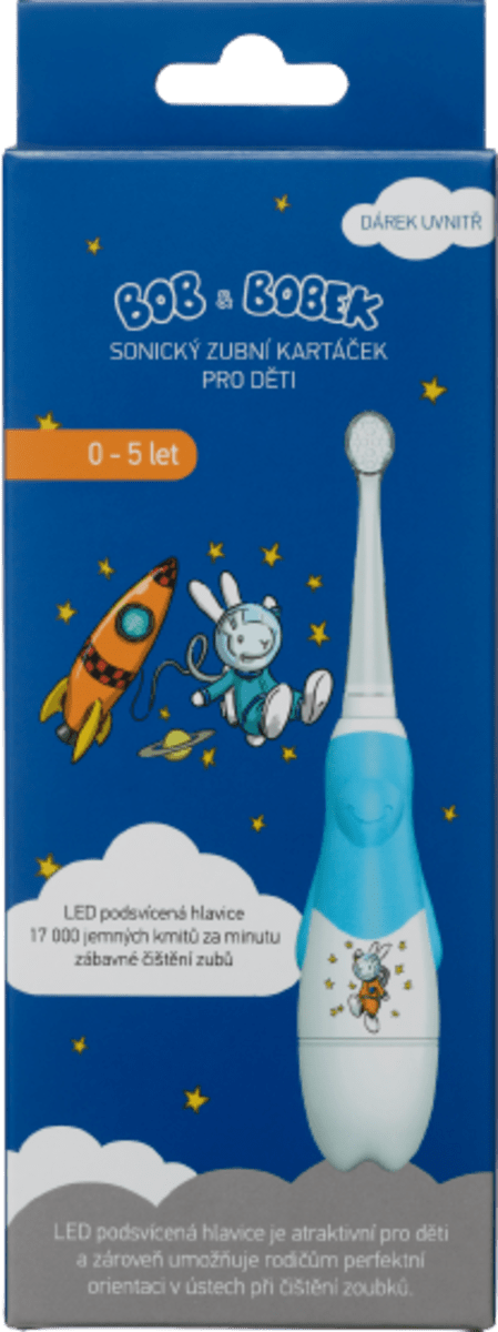 BOB & BOBEK sonický zubní kartáček dětský, modrý, 1 ks | dm.cz