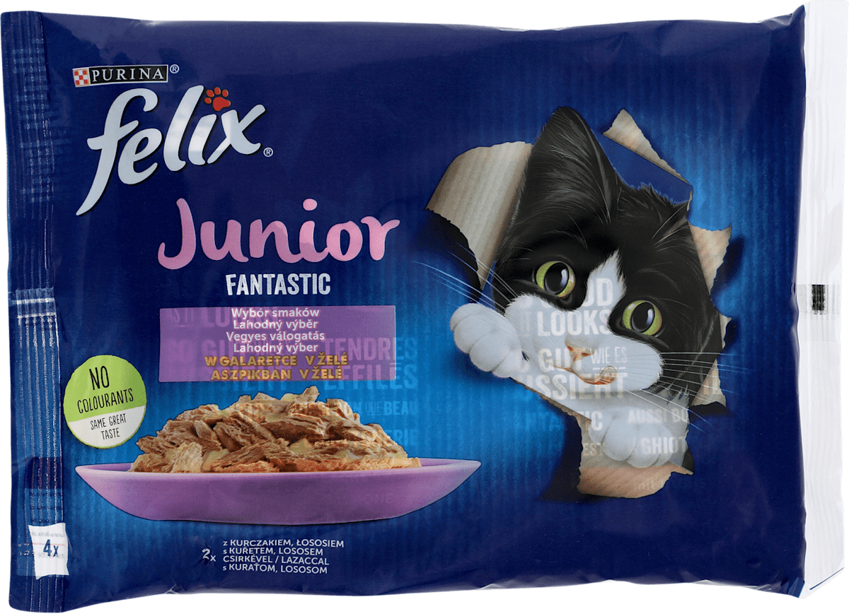 Felix Mokra karma dla kota Junior, kurczak i łosoś, saszetka, 4x85 g ...