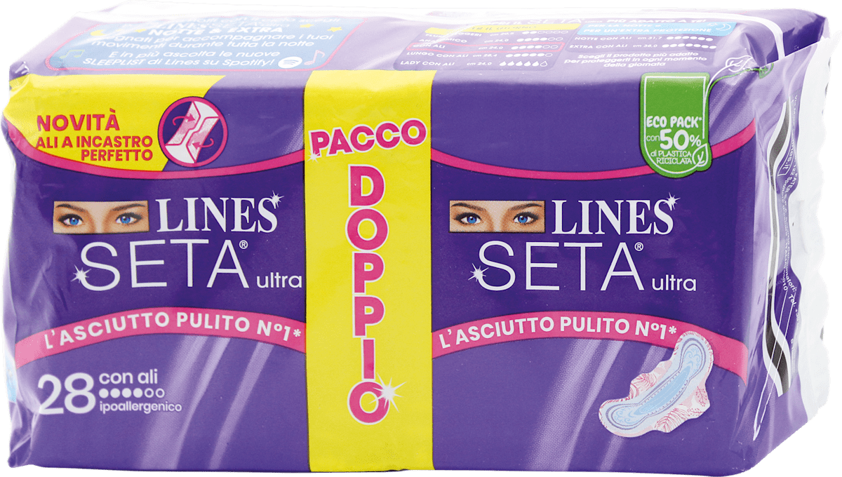 LINES Assorbenti Seta Ultra con ali pacco doppio, 28 pz | dm Italia
