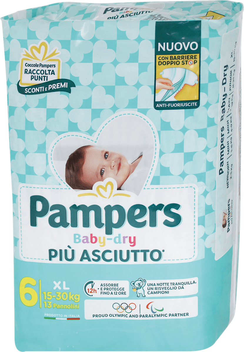 Pampers Pannolini Baby-dry taglia 6 XL (15-30 kg), 13 pz | dm Italia