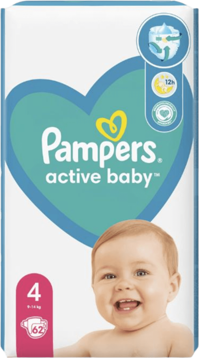 Pampers active baby active baby pelene vel. 4 (9 - 14 kg), 62 kom. | dm ...
