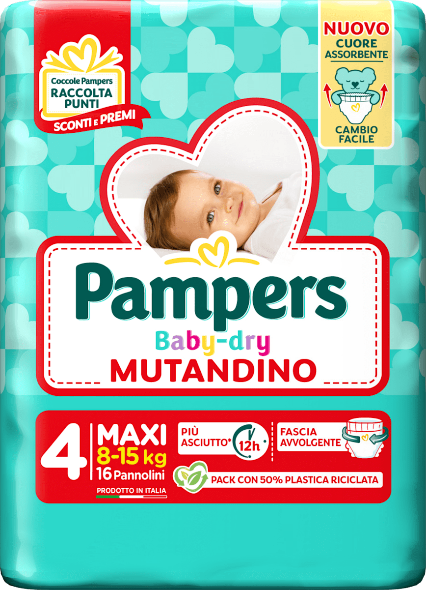 Pampers Pannolini Baby-dry Mutandino taglia 4 maxi (8-15 kg), 16 pz ...