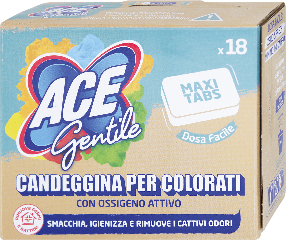 ACE Gentile Maxi Tabs candeggina per colorati, 18 pz | dm Italia