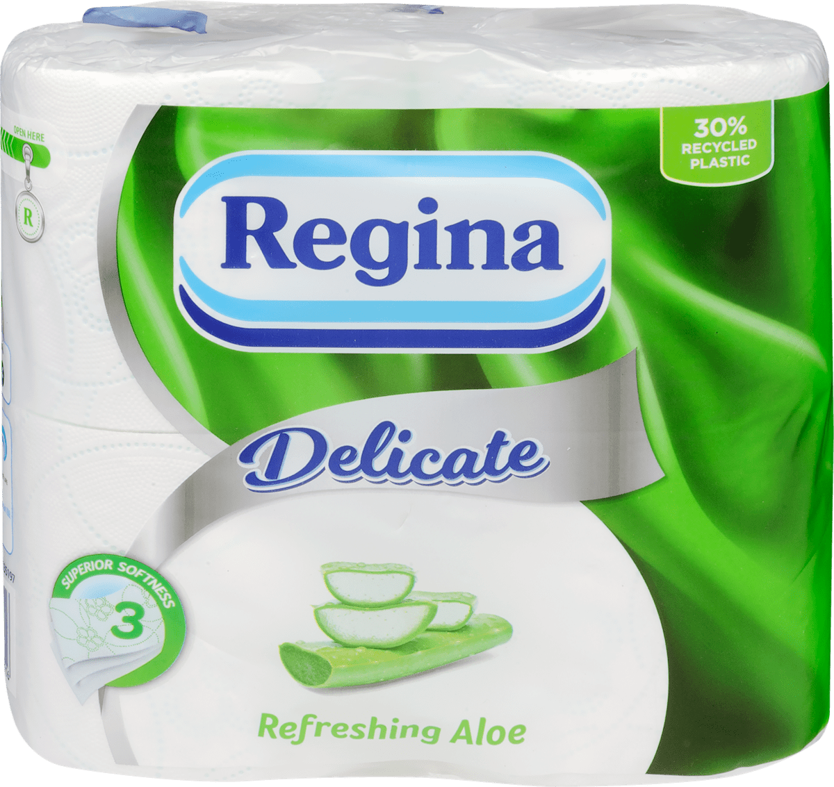 Regina Delicate toalettpapír, Aloe Vera, 4 tekercs, 3 rétegű, 600 lap | dm.hu