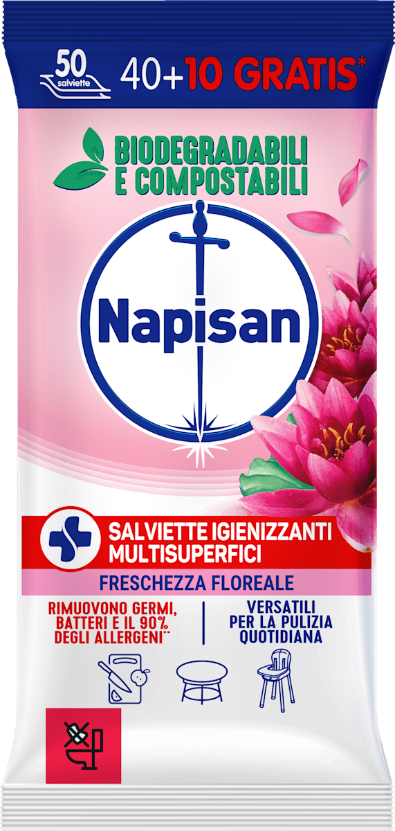 Napisan Salviette igienizzanti multisuperfici Freschezza Floreale, 50 ...