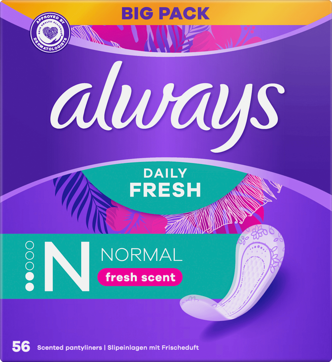 always Slipeinlagen Daily Fresh Normal mit Frischeduft, Big Pack, 56 St dauerhaft günstig online ...