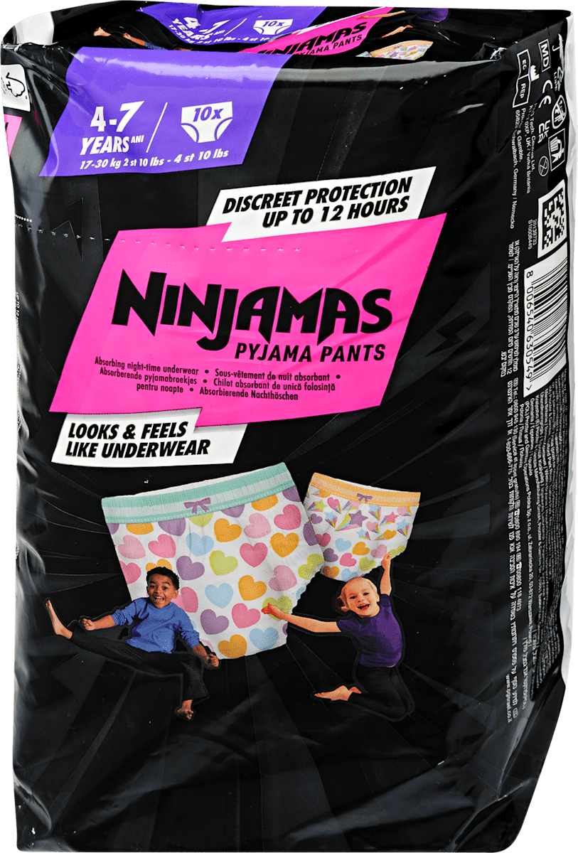 Ninjamas Ninjamas pants, bugyipelenka, 17-30 kg, szív, 10 db | dm.hu