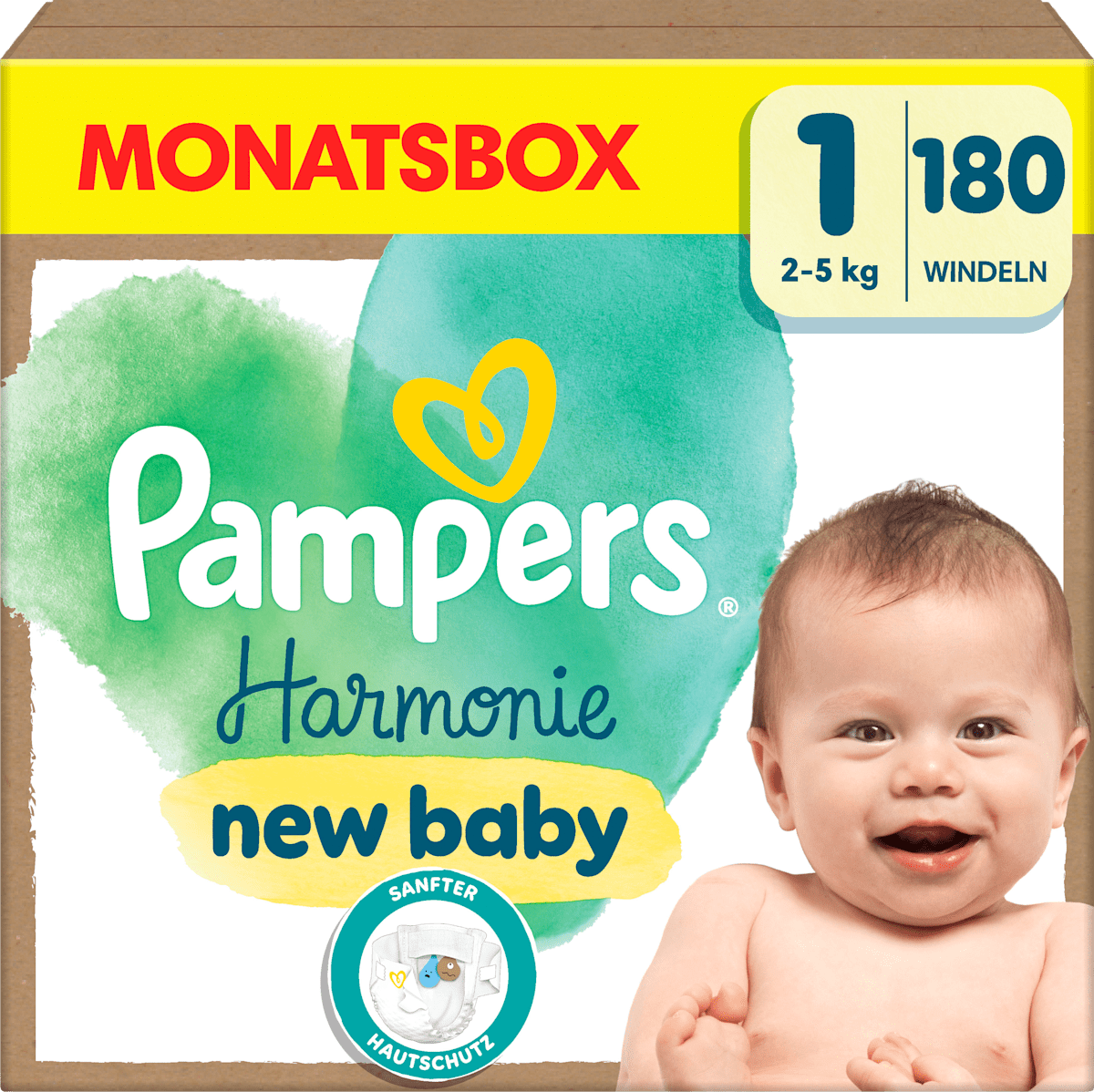 Pampers Harmonie Windeln Harmonie Gr.1 new baby (2-5 kg), Monatsbox ...
