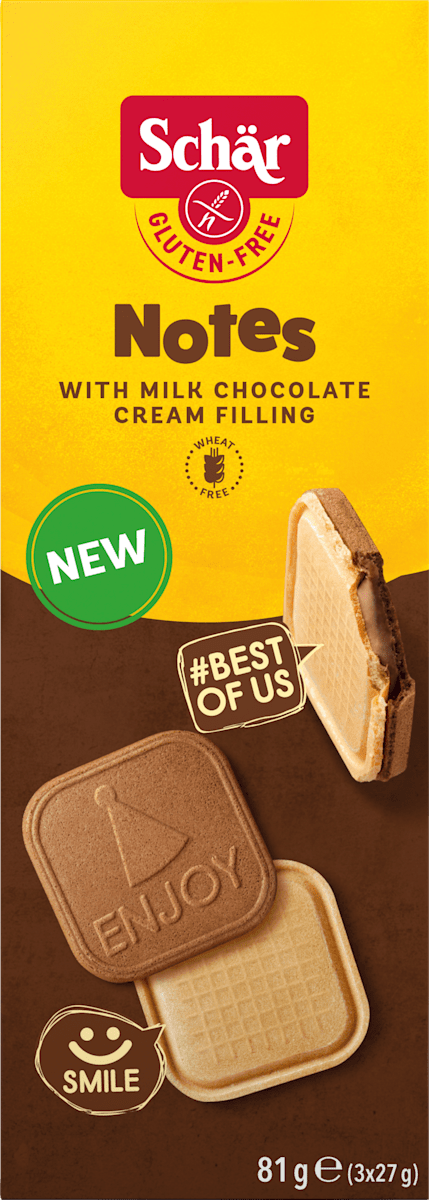 Schär Kekse, "Notes" Milk Chocolate Cream, glutenfrei, 81 g dauerhaft ...