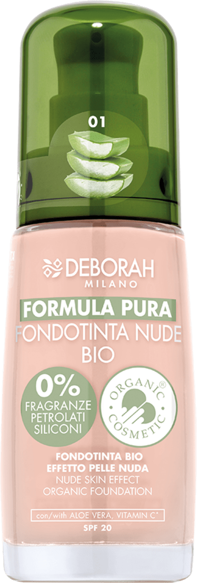 DEBORAH FORMULA PURA Fondotinta nude bio - n. 01, 30 ml | dm Italia