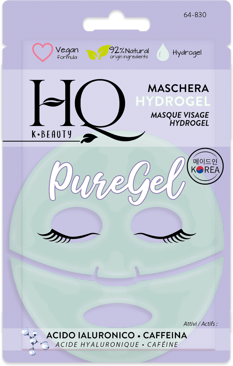 HQ Maschera viso in hydrogel PureGel con Acido Ialuronico e Caffeina, 1 pz | dm Italia