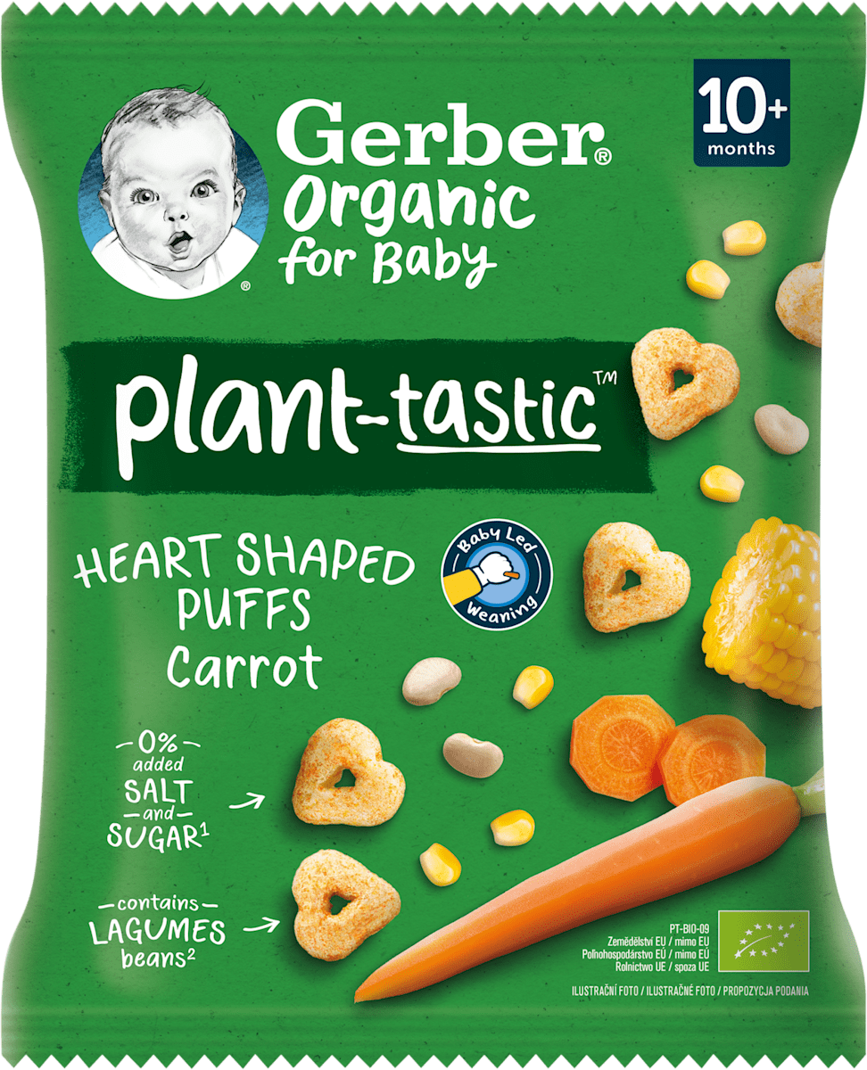 Gerber Organic Bio chrumkavé srdiečka s mrkvou, 28 g | mojadm.sk