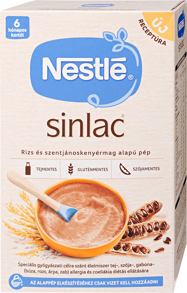 Nestlé Sinlac rizs és szentjánoskenyérmag alapú pép, 650 g | dm.hu