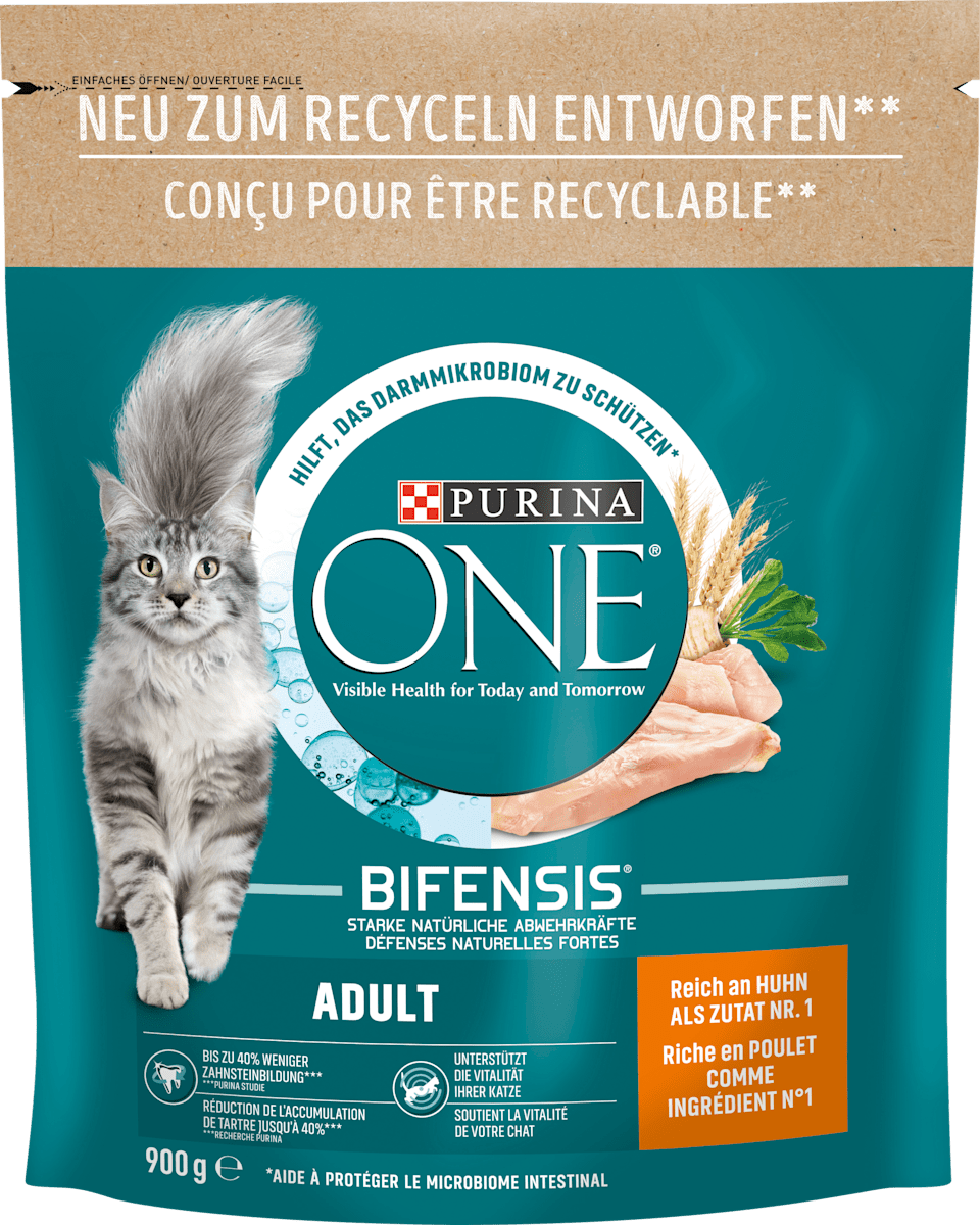 PURINA ONE Trockenfutter Katze mit Huhn & Vollkorn Getreide, Adult, 900 g dauerhaft günstig ...