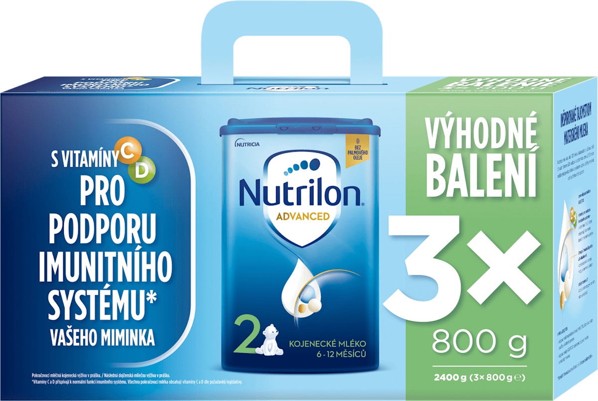 Nutrilon pokračovací mléčná kojenecká výživa 2 Advanced 6m, 3 x 800g, 2 400 g | dm.cz