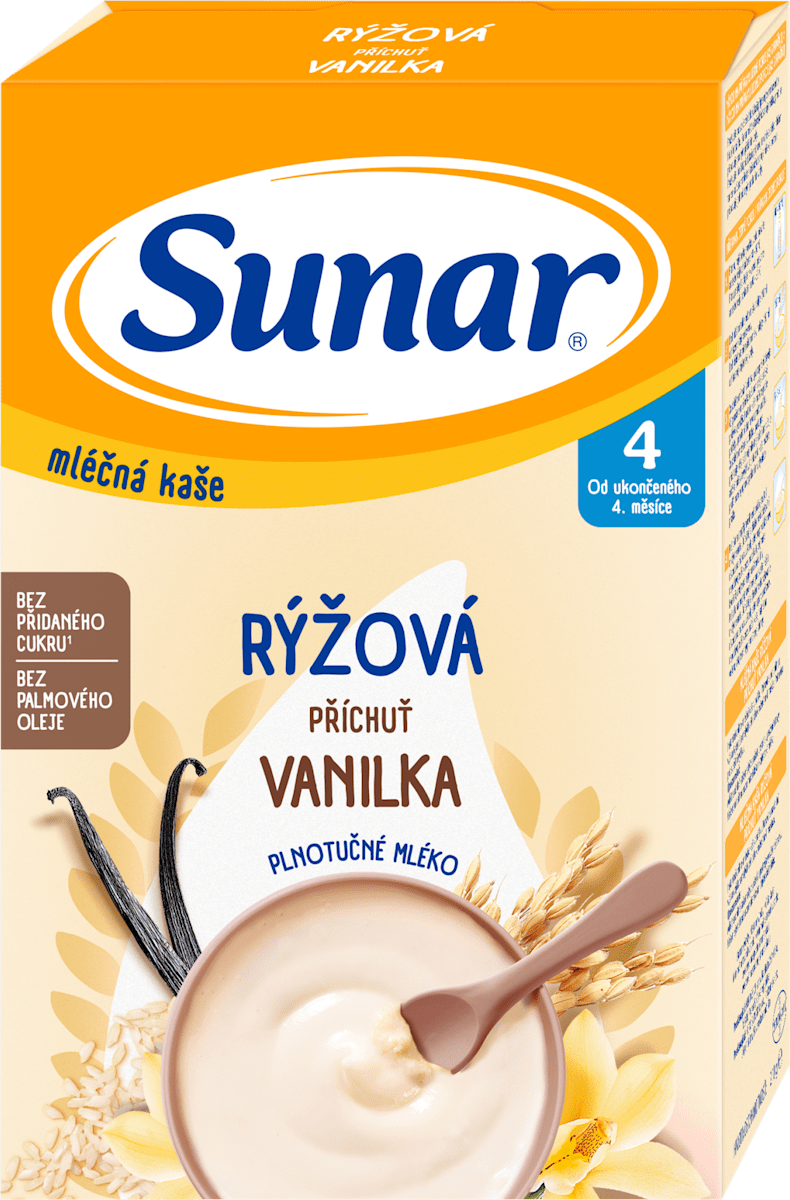 Sunar Mliečna ryžová kaša vanilková, 210 g | mojadm.sk