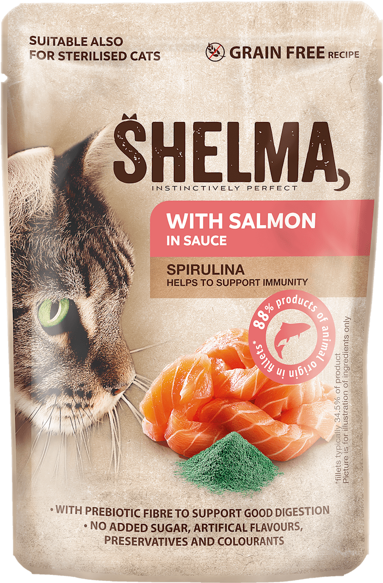Shelma kapsička pro kočky s lososem, 85 g | dm.cz
