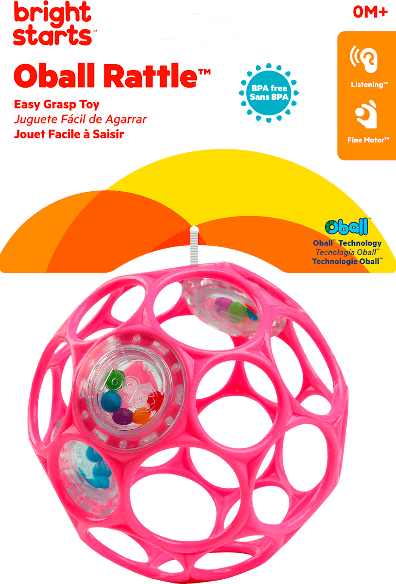 Oball Ohybná loptička Oball Rattle - 0 m+, ružová, 1 ks | mojadm.sk