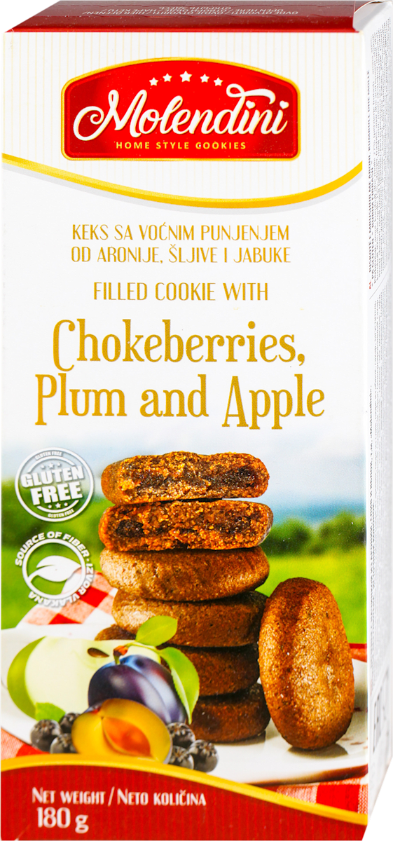 Molendini KEKS SA VOĆNIM PUNJENJEM od aronije, šljive i jabuke, 180 g ...