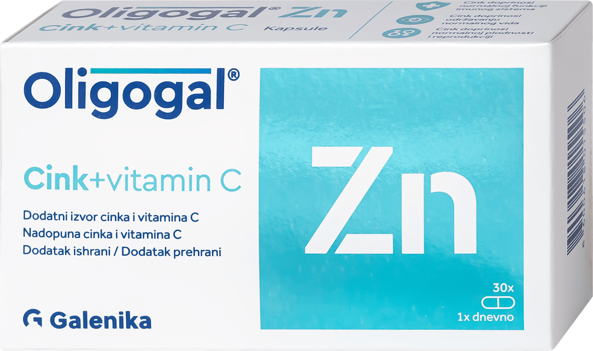 Galenika Zn dodatak ishrani - Cink + vitamin C, 30 kom | dm.rs