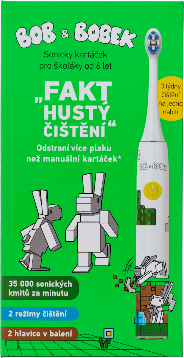 BOB & BOBEK sonický zubní kartáček pro školáky KRAFT, 1 ks | dm.cz