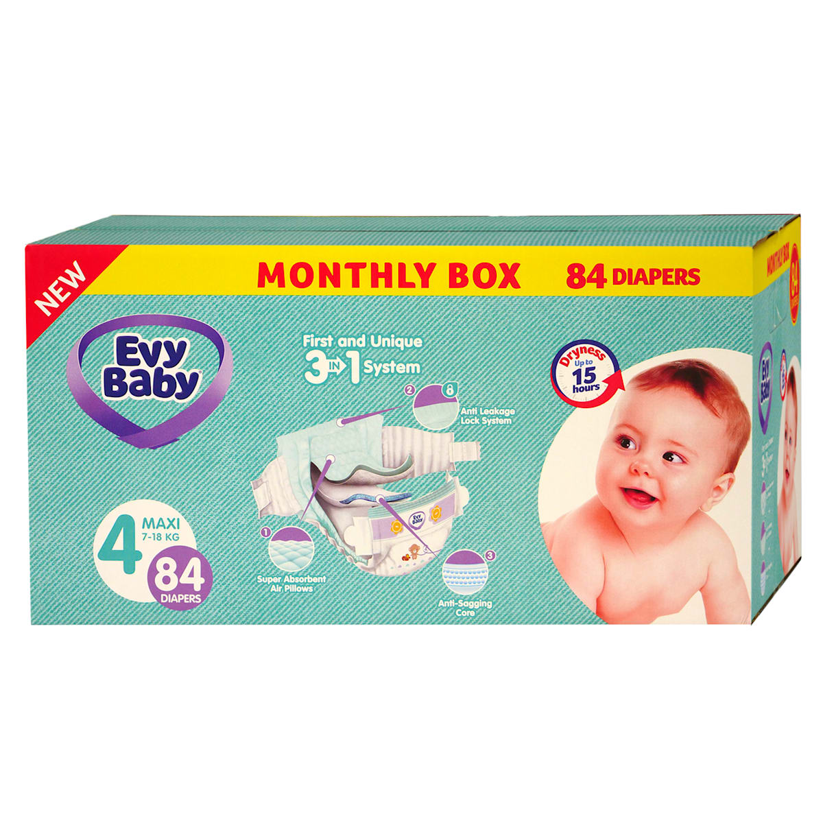 Evy Baby BOX MAXI pelene, veličina 4, 7-18kg, 84 kom | dm.rs