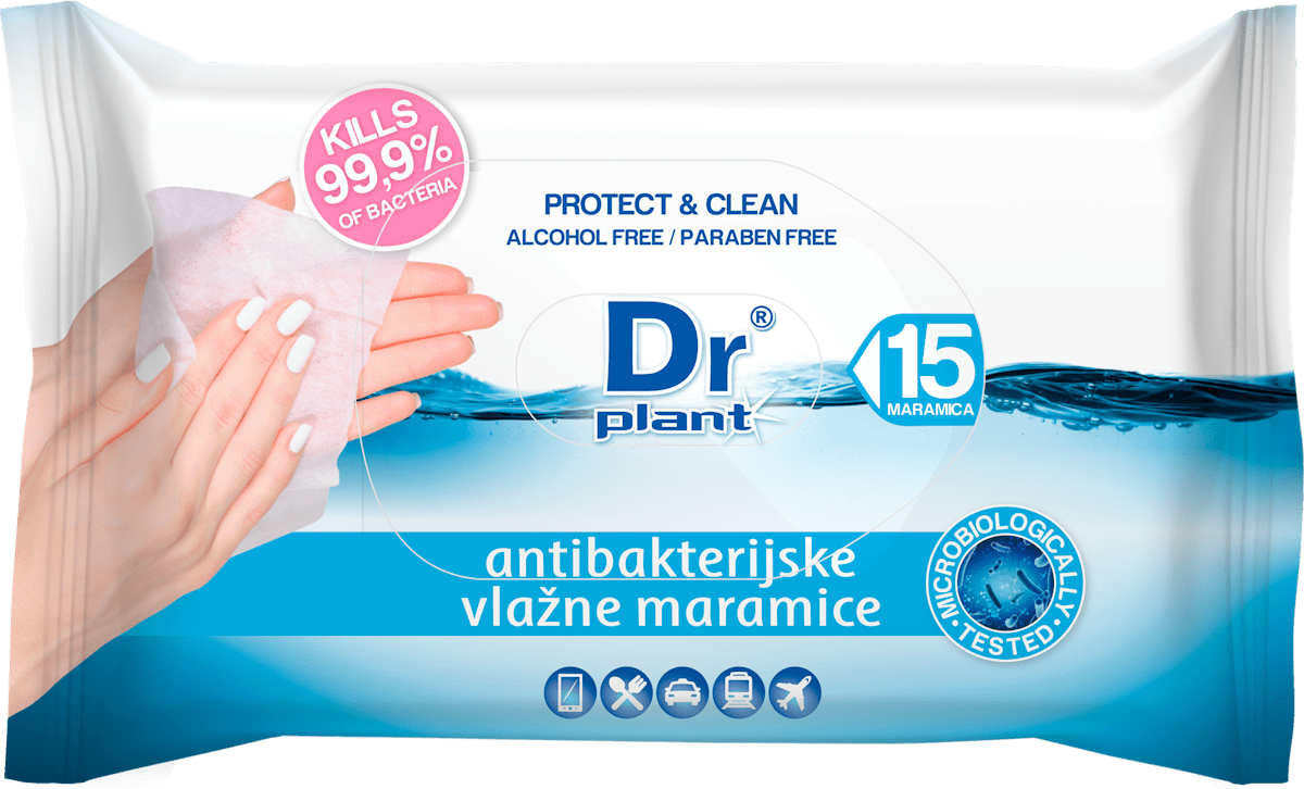 Dr Plant Antibakterijske vlažne maramice, 15 kom | dm.rs