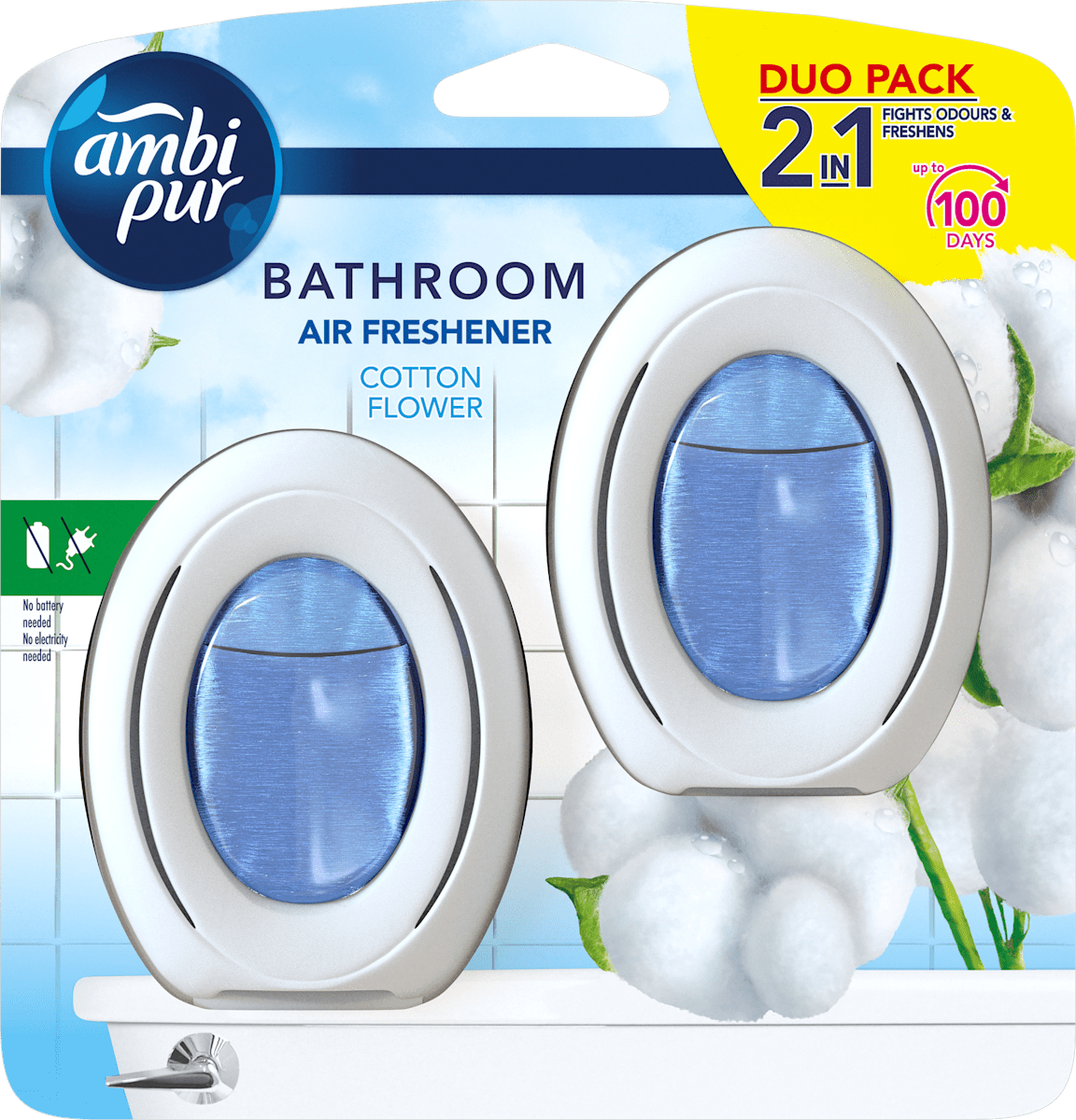 Ambi Pur osvěžovač vzduchu do koupelny Cotton Flower 2x7,5 ml, 15 ml ...