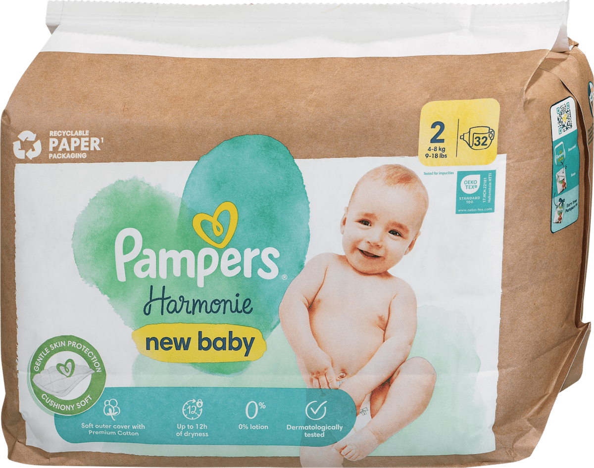 Pampers Harmonie Plenice velikost 2 (4-8 kg), 32 kos | dm.si