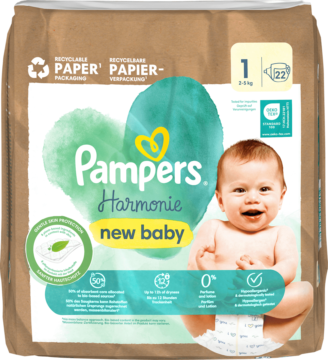 Pampers Harmonie Windeln Harmonie Gr.1 new baby (2-5 kg), 22 St ...