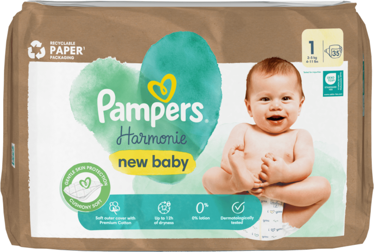 Pampers Harmonie Plenice velikost 1 (2-5 kg), 35 kos | dm.si
