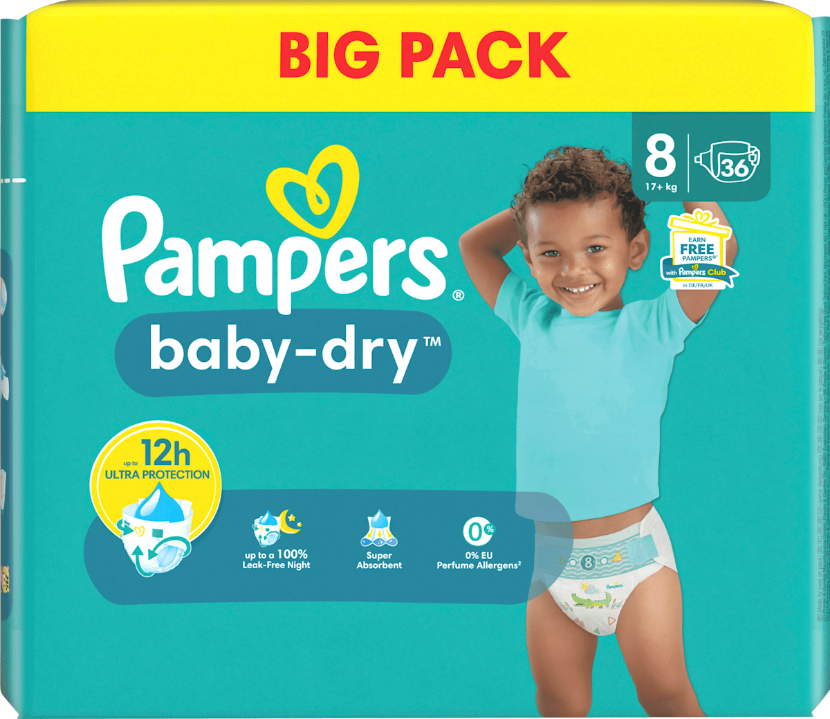 Pampers Windeln Baby Dry Gr.8 Extra Large (17+kg), Big Pack, 36 St ...