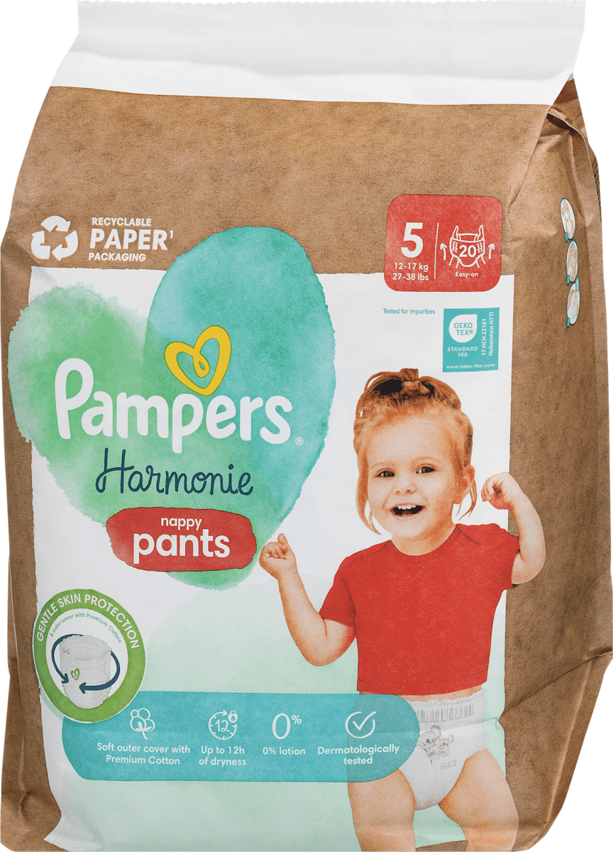 Pampers Harmonie Hlačne plenice številka 5 (12-17 kg), 20 kos | dm.si