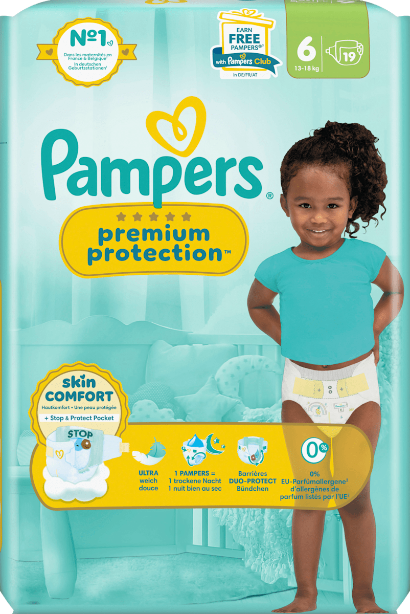 Pampers Windeln Premium Protection Gr. 6 Extra Large (13-18 kg), 19 St ...