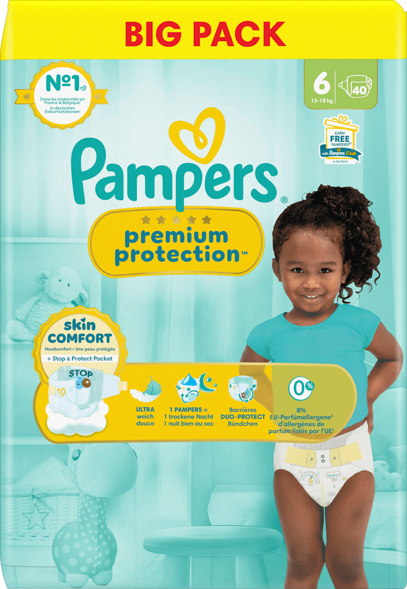 Pampers Windeln Premium Protection Gr.6 Extra Large (13-18 kg), Big ...