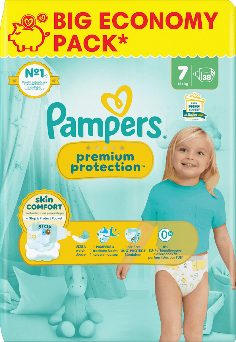 Pampers Windeln Premium Protection Gr. 7 XL (15+ kg) Big Pack, 38 St ...