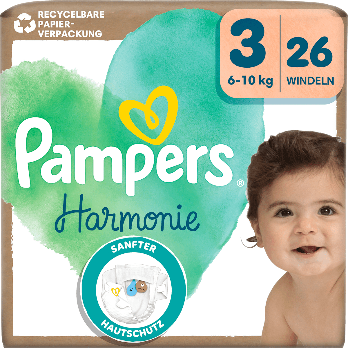 Pampers Harmonie Windeln Harmonie Gr.3 Midi (6-10 kg), 26 St dauerhaft ...