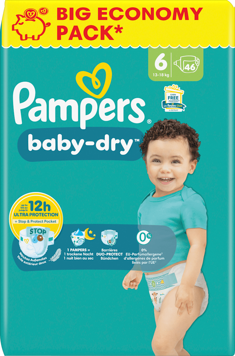 Pampers Windeln Baby Dry Gr.6 Extra Large (13-18 kg), Big Pack, 46 St ...