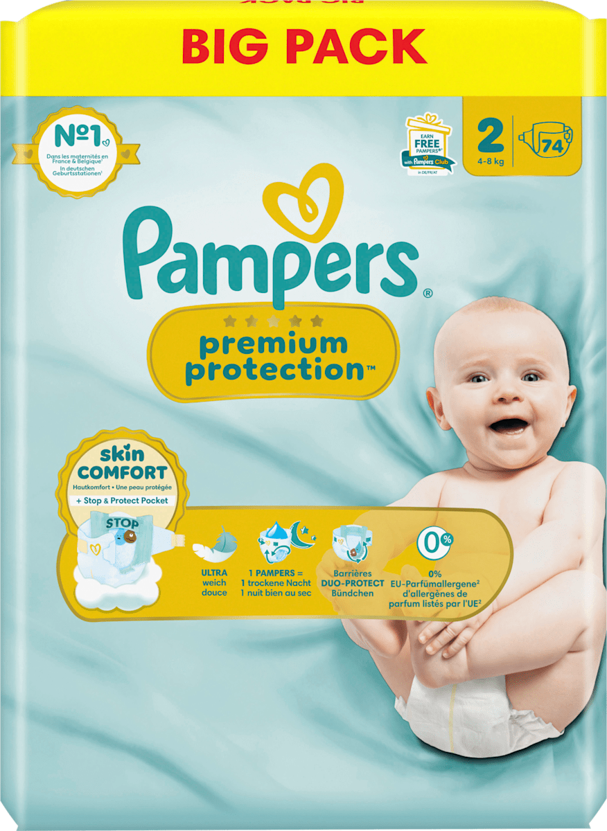 Pampers Windeln Premium Protection Gr.2 Mini (4-8 kg), Big Pack, 74 St ...