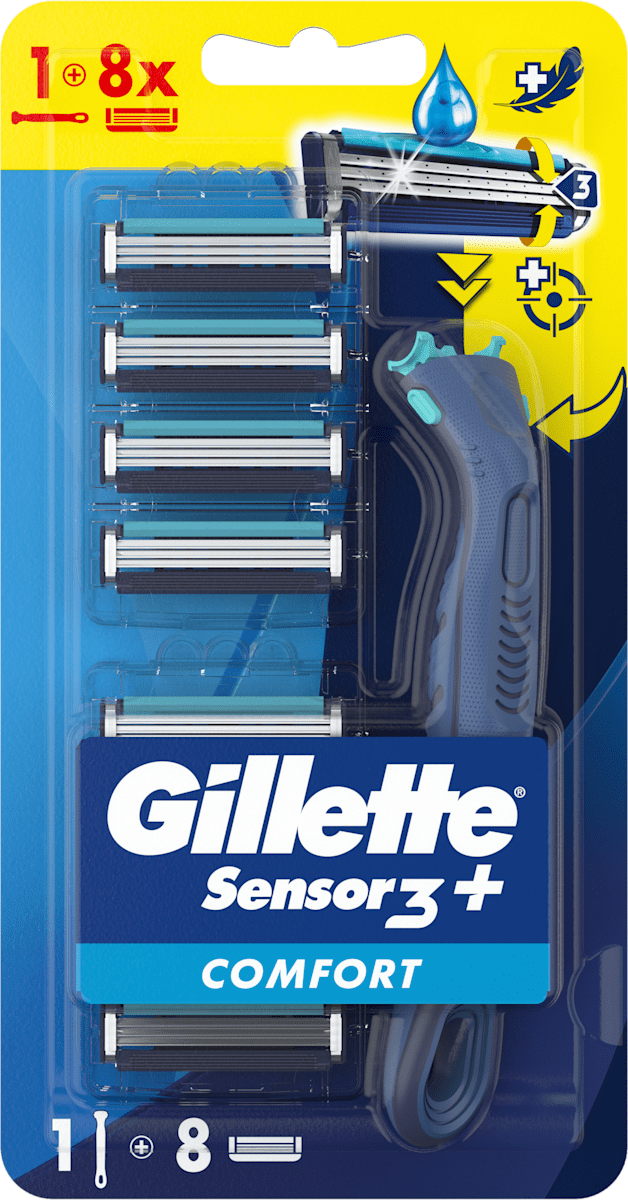 Gillette Sensor3+ COMFORT drška brijača + 8 glava za brijač, 1 kom | dm.rs
