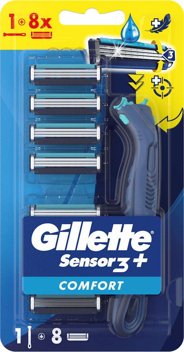 Gillette Aparat de ras Sensor3 Comfort + 8 rezerve, 1 buc | dm.ro