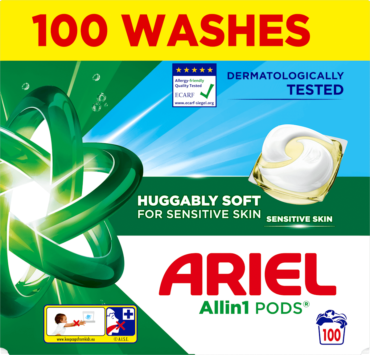 Ariel prací kapsle Allin1 Sensitive, 100 PD | dm.cz