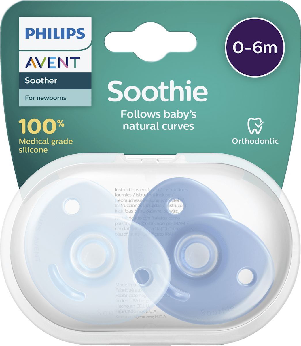 PHILIPS AVENT Schnuller Soothie Silikon, blau, 0-6 Monate, 2 St ...