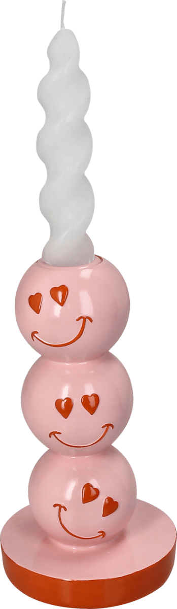 Dekorieren & Einrichten Stabkerzenhalter aus Polyresin "Smiley", pink ...
