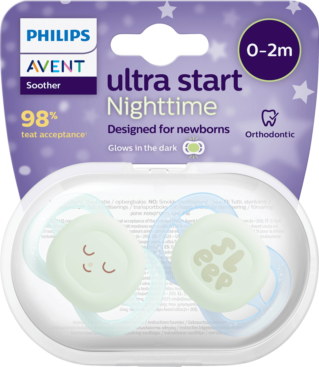 PHILIPS AVENT Schnuller ultra start Nighttime, grün/blau, 0-2 Monate, 1 ...