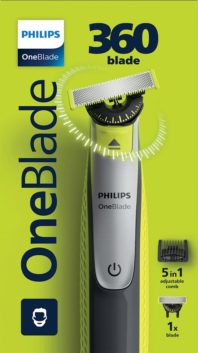 PHILIPS OneBlade Elektrischer Rasierer, OneBlade 360 Face QP2734/23, 1 ...