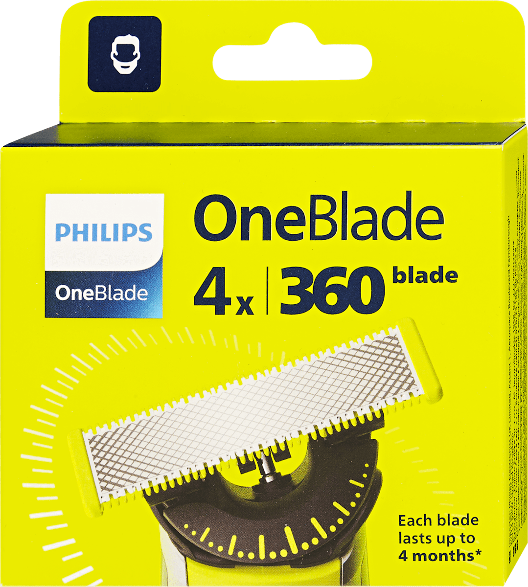 PHILIPS OneBlade Náhradné holiace hlavice OneBlade 360, 4 ks | mojadm.sk