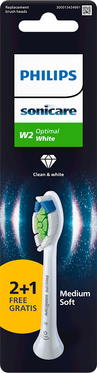 Philips Sonicare Náhradné hlavice Sonicare W2 Optimal White, Medium Soft, biela, 3 ks | mojadm.sk